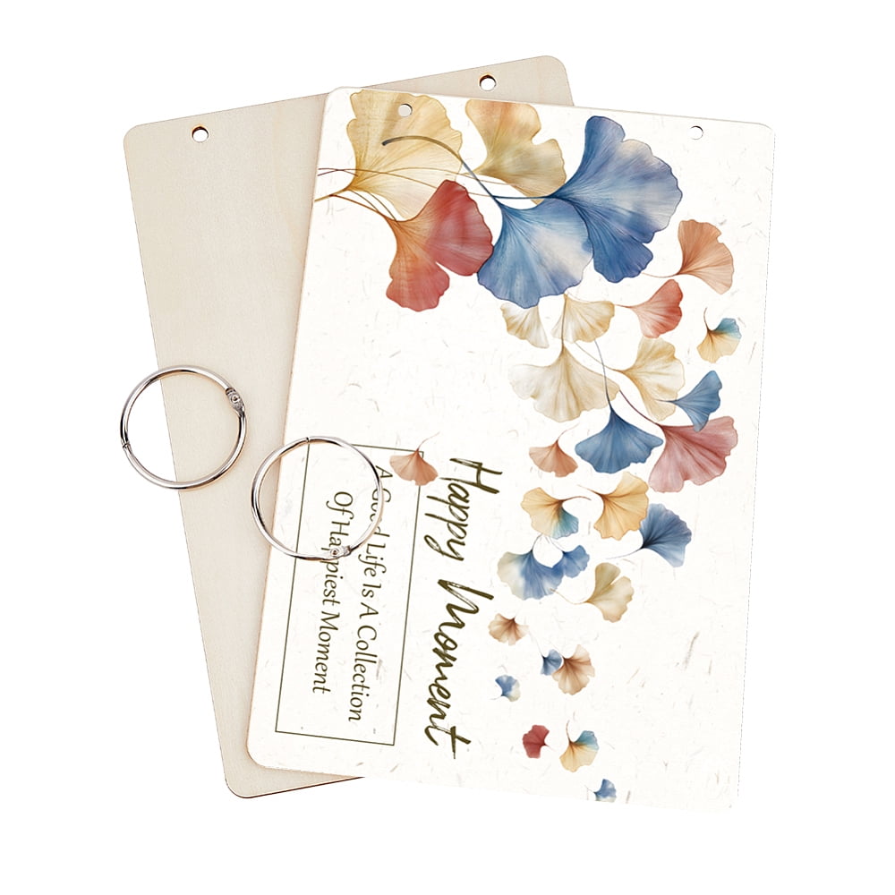 1Set Wooden 2-Ring Loose Leaf Binder Postcard Phote Album Cover Ginkgo ...