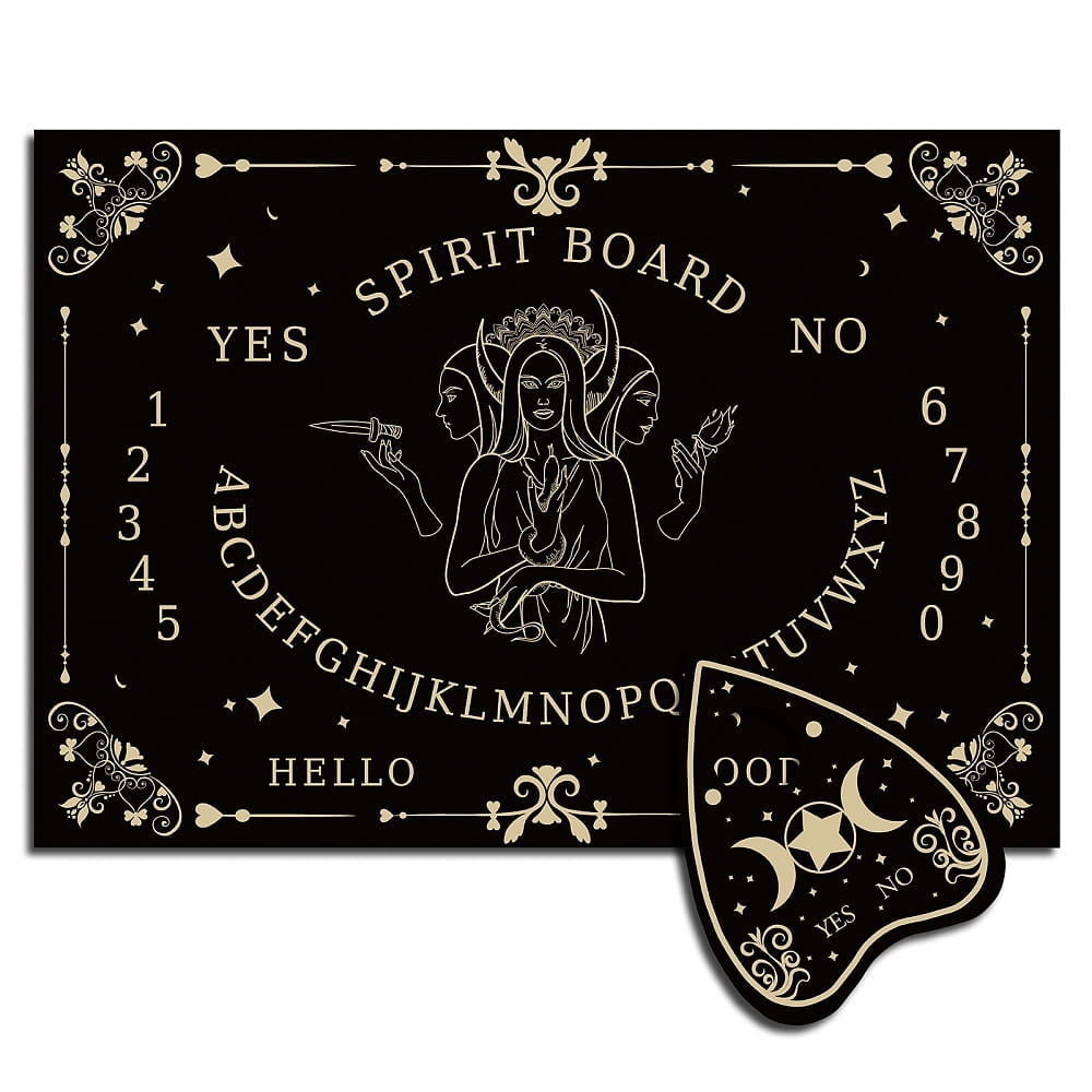 1Set Wooden Talking Ouija Boards Pendulum Board with Planchette Black Dowsing Divination Wood ...