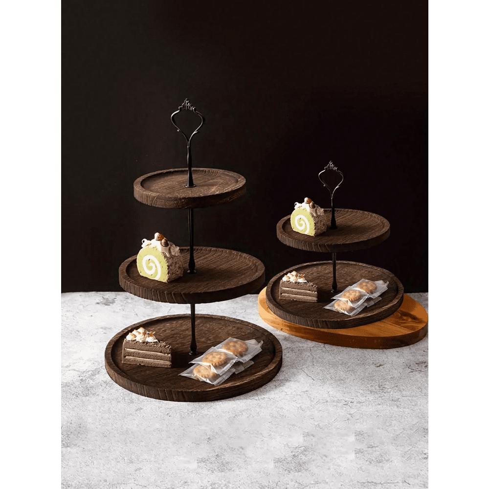 1Set Woody 2-Layer/ 3-Layer Cake & Dessert Stand Fruit Snack Display ...