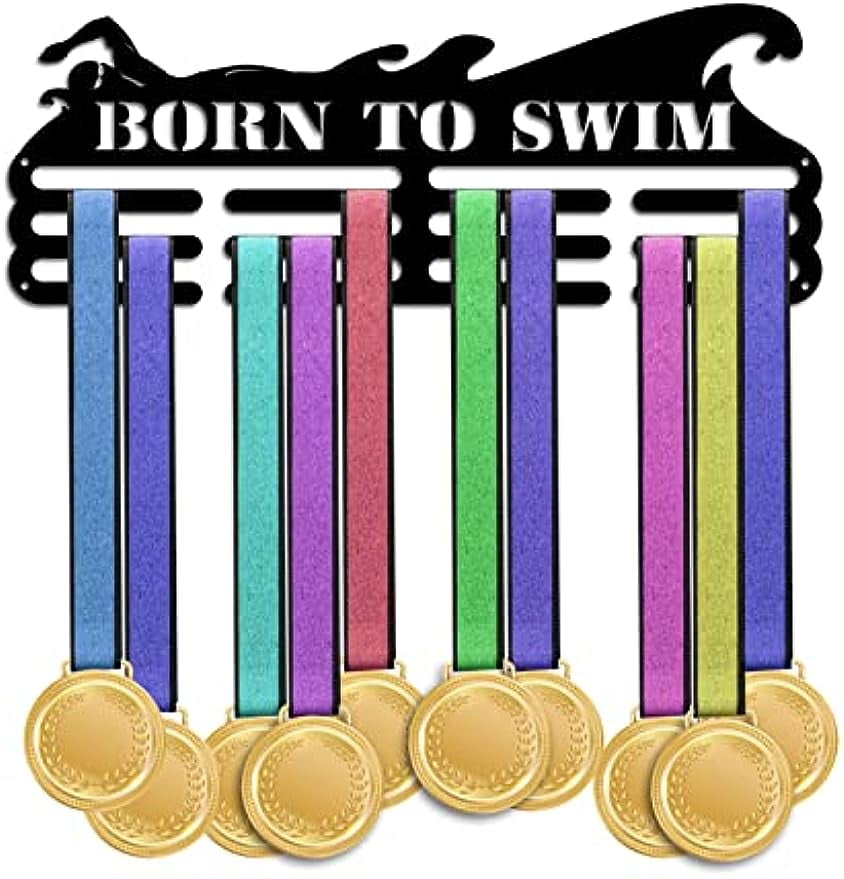 1SetMedal Holder Display Swimming Award Ribbon Hanger 3 Lines Medal ...