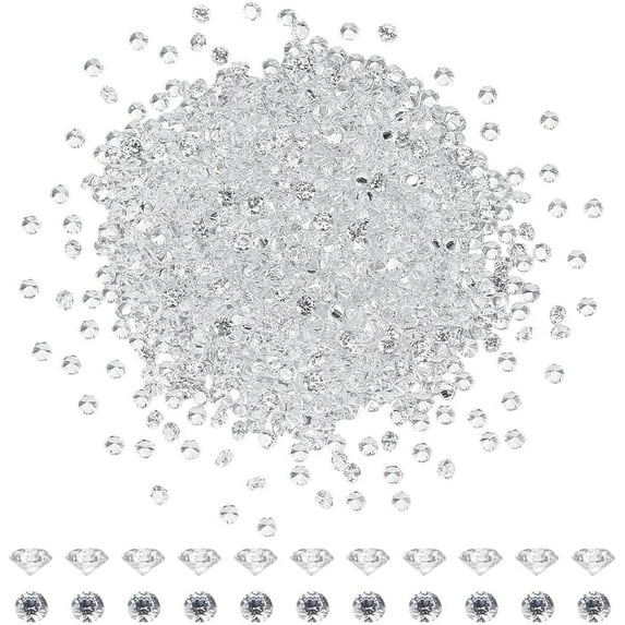 1Sets 1000Pcs Clear Cubic Zirconia Round CZ Stones Faceted Pointed Back ...