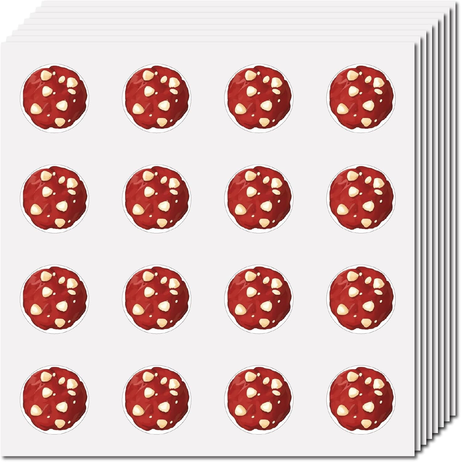 1Sets 128Pcs Red Cookie Stickers Biscuit Planner Stickers Waterproof ...