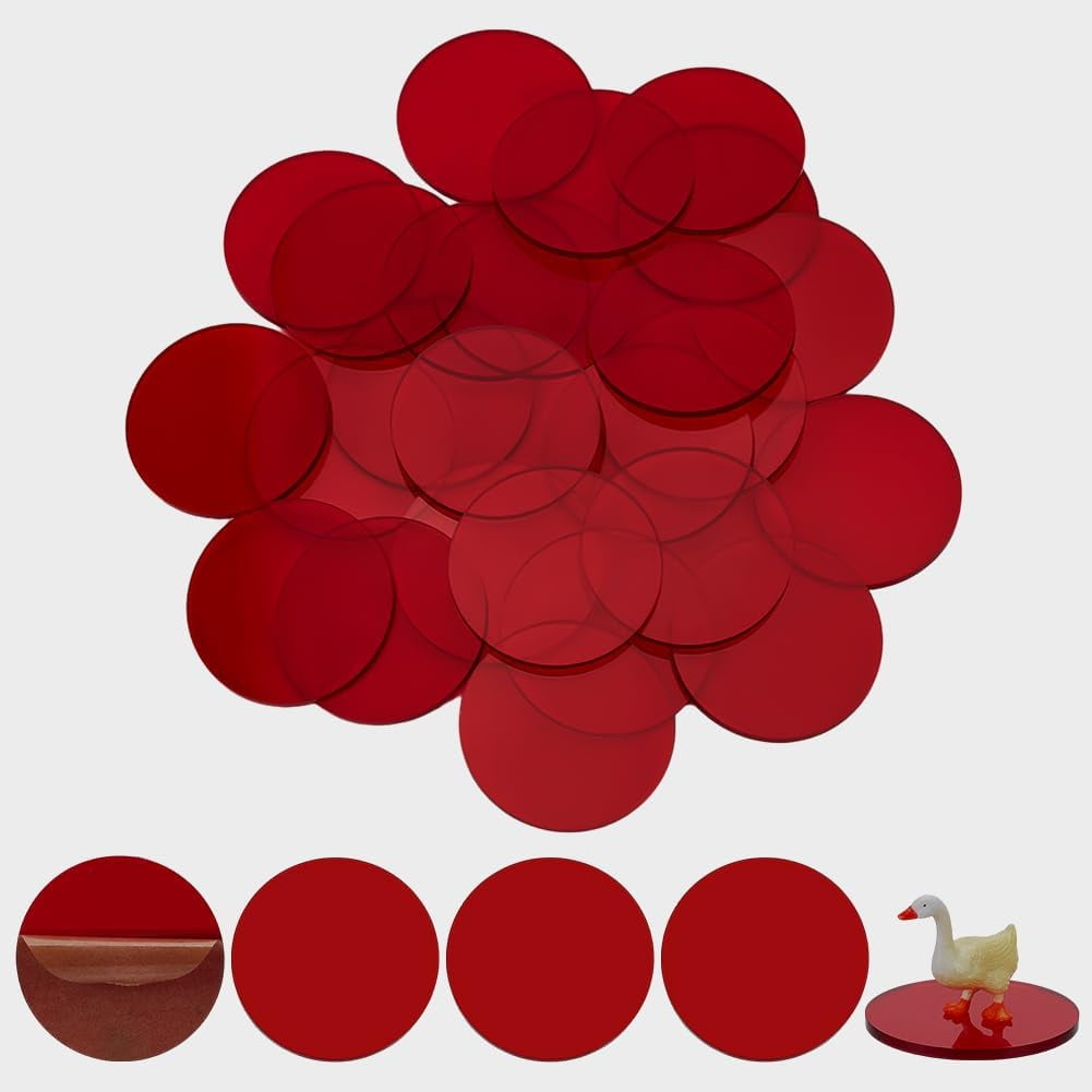 1Sets 30 Pcs Dark Red Circular Miniature Bases 2 Inch Acrylic Round ...