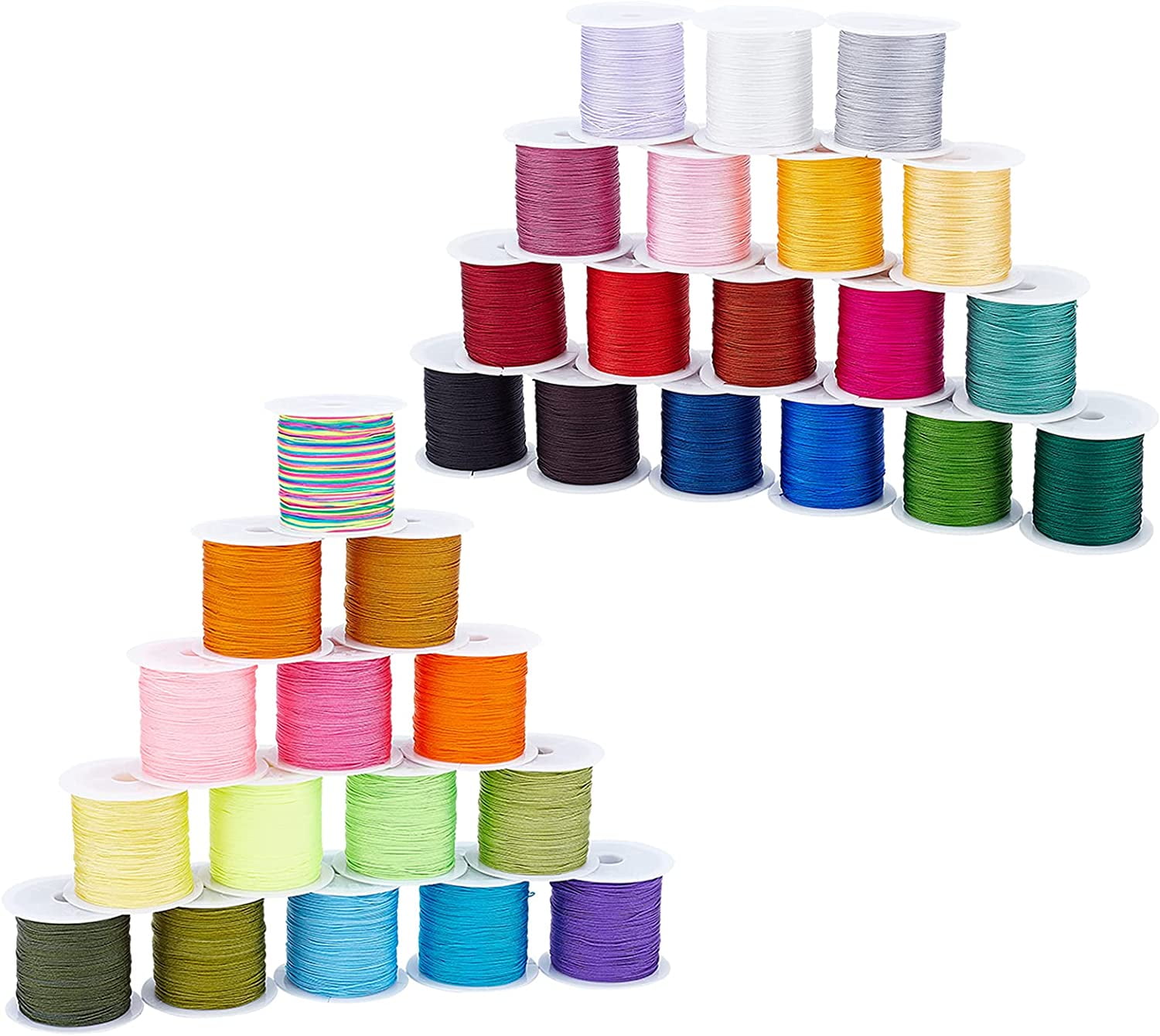 1Sets 33 Colors Polyester Cord 0.3mm Round Beading String Knotting Wire ...