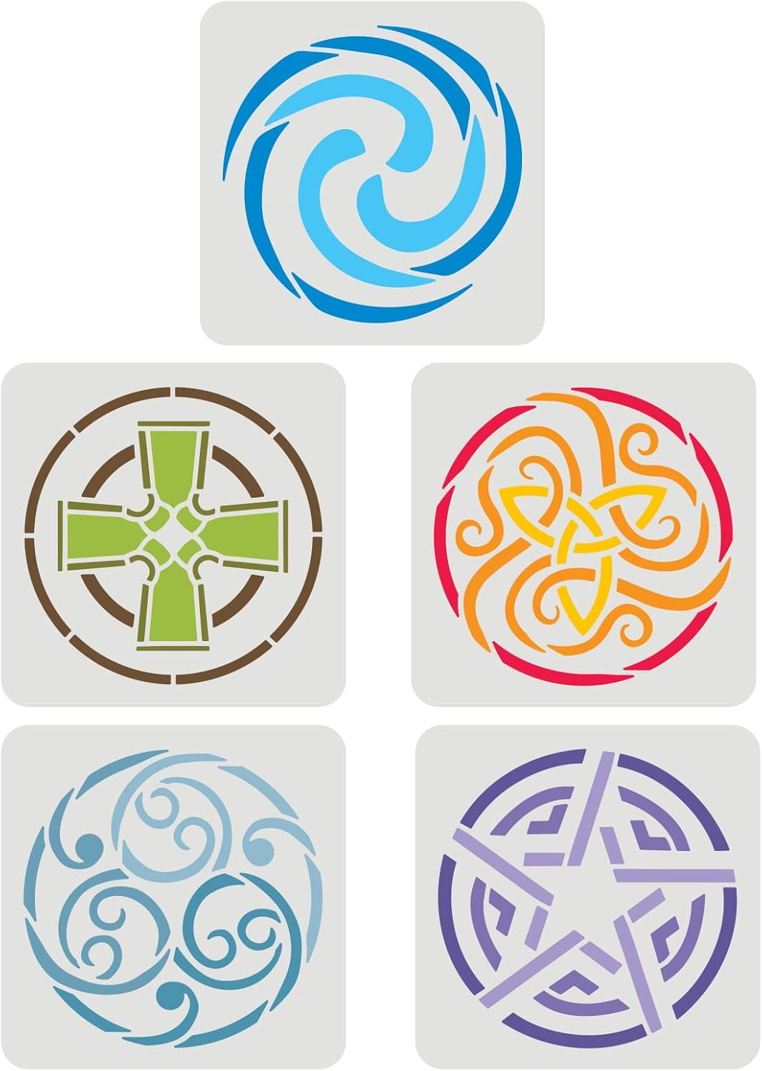 1Sets 5 pcs Celtic Stencil 5.9x5.9 inch Reusable Celtic Knot Stencil ...