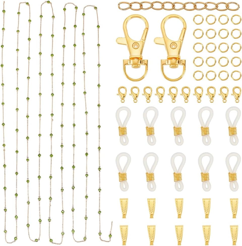 1Sets 58Pcs DIY Earring Bracelet Necklace Making Kit 16.4 Feet Green ...