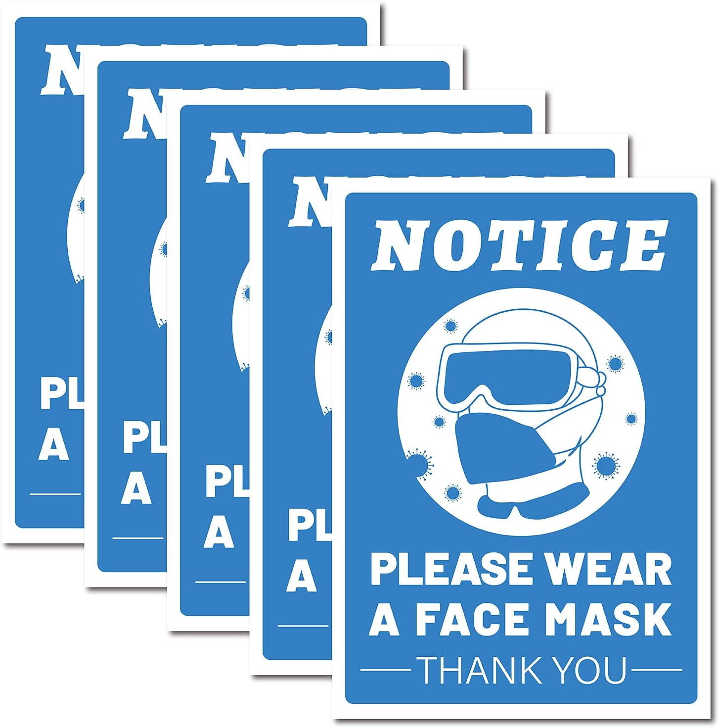 1Sets 5Pcs 7”x10” Please Wear Face Sign UV Protection Vinyl Warning ...