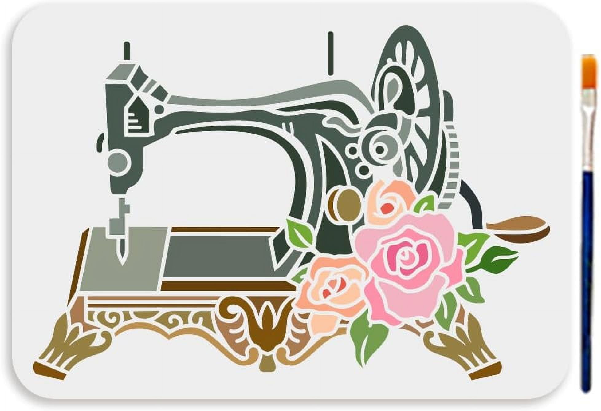 1Sets A4 Size Sewing Machine Painting Stencil Vintage Art Template 11 ...