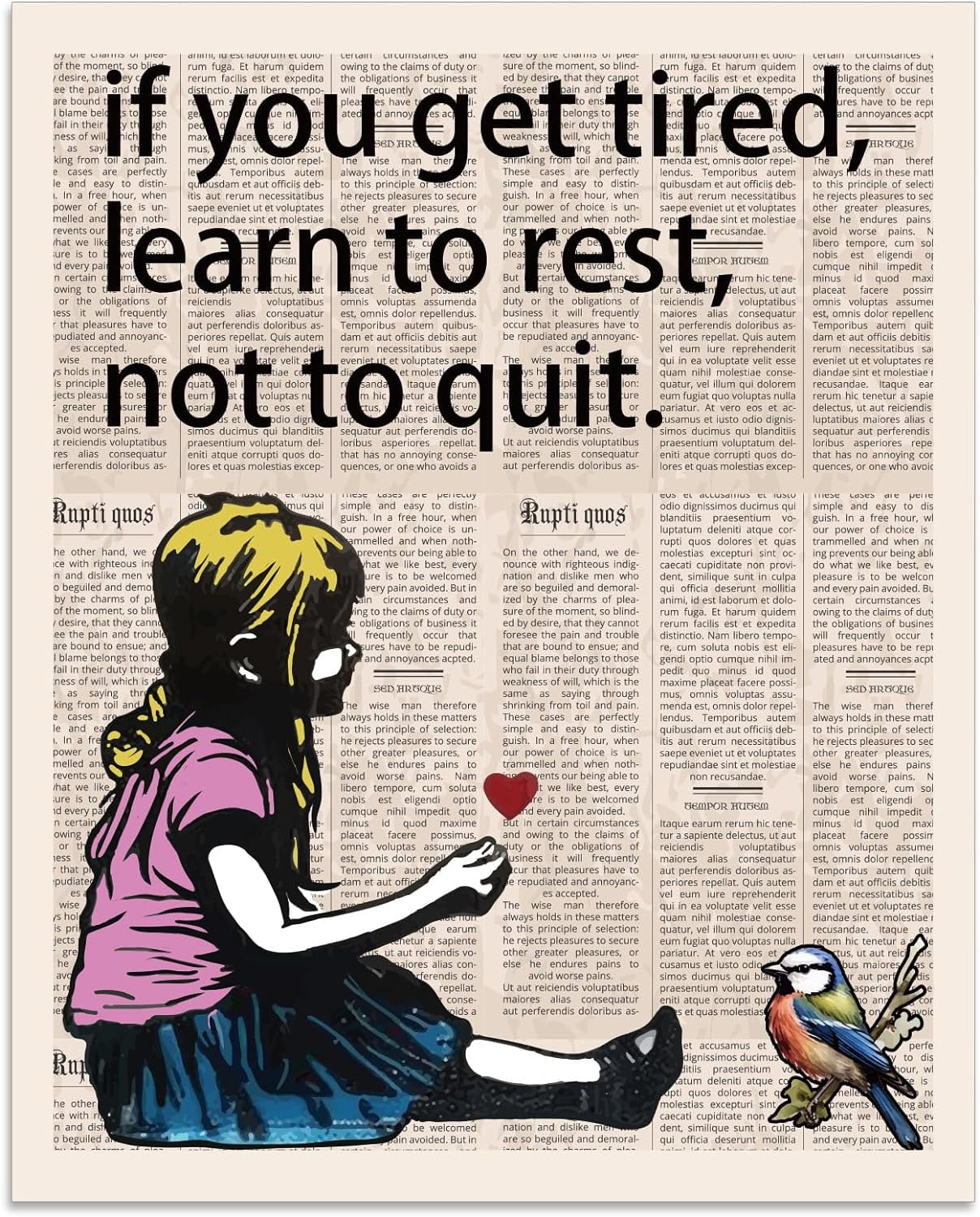 1Sheet 1 Pc Banksy Girl and Bird Wall Poster Colorful Motivational ...