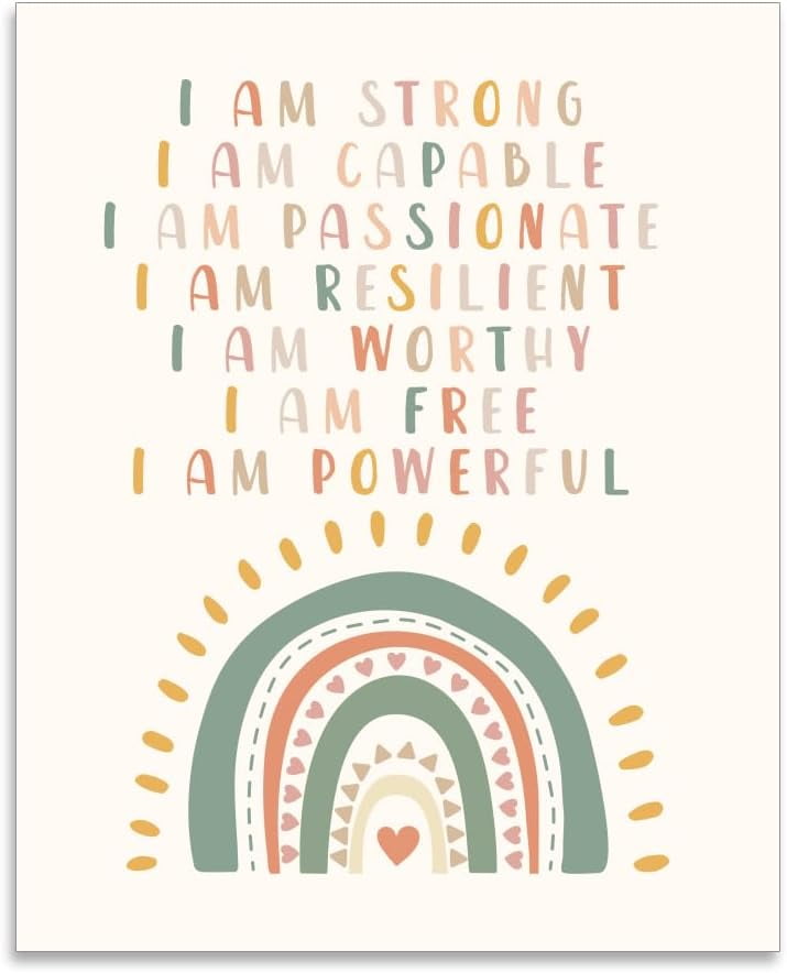 1Sheet 1 Pc Positive Affirmations Mental Health Wall Poster I Am ...