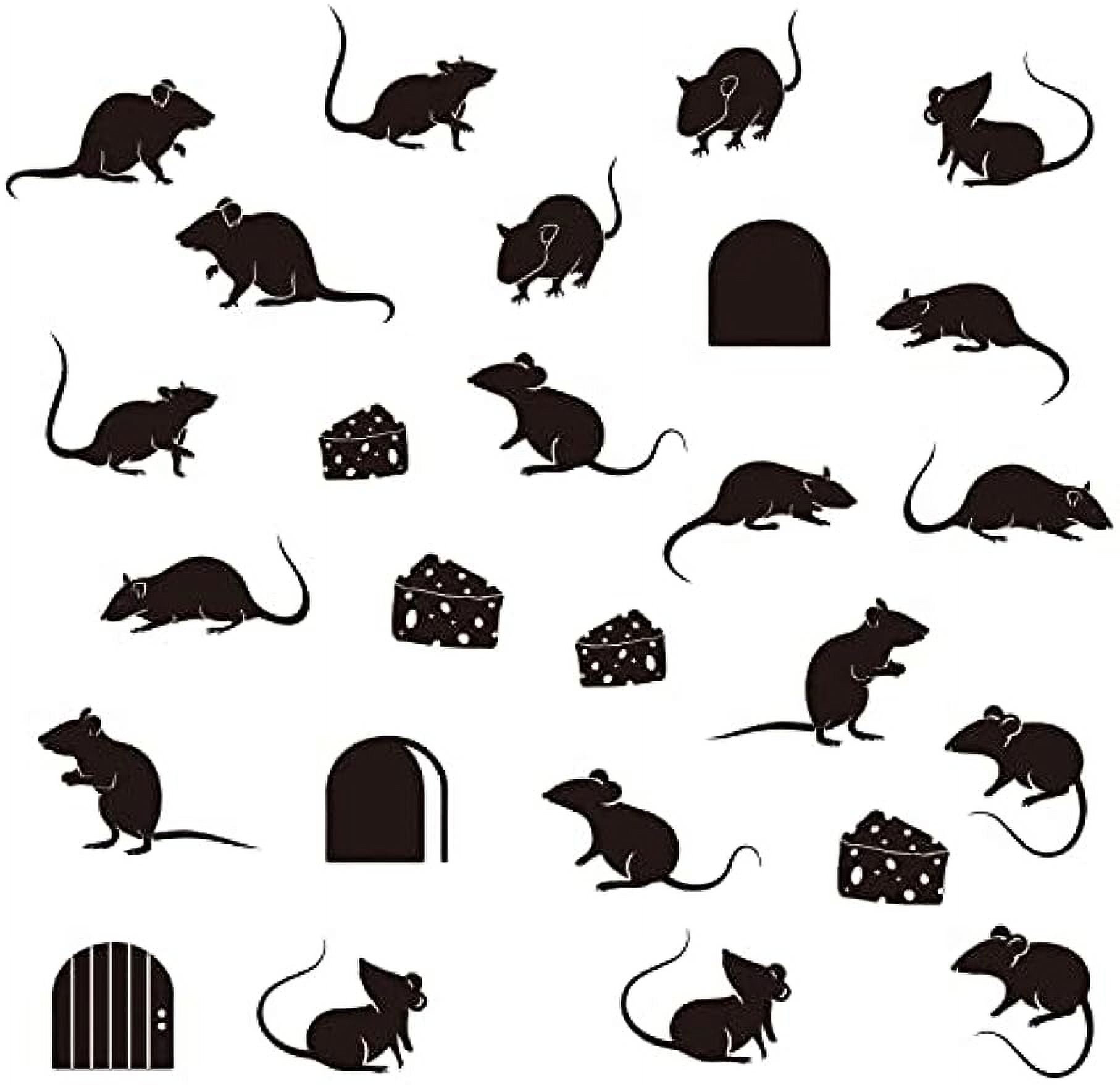1Sheet 26 Pieces Black Mouse Stickers Doors Wall Decals Mice Cheese ...