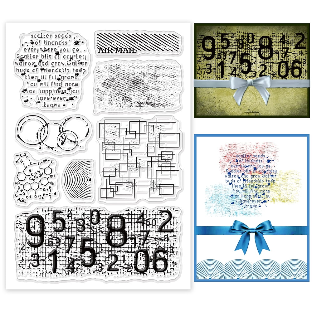 1Sheet Background Clear Stamps Number Fingerprint Airmail Silicone ...