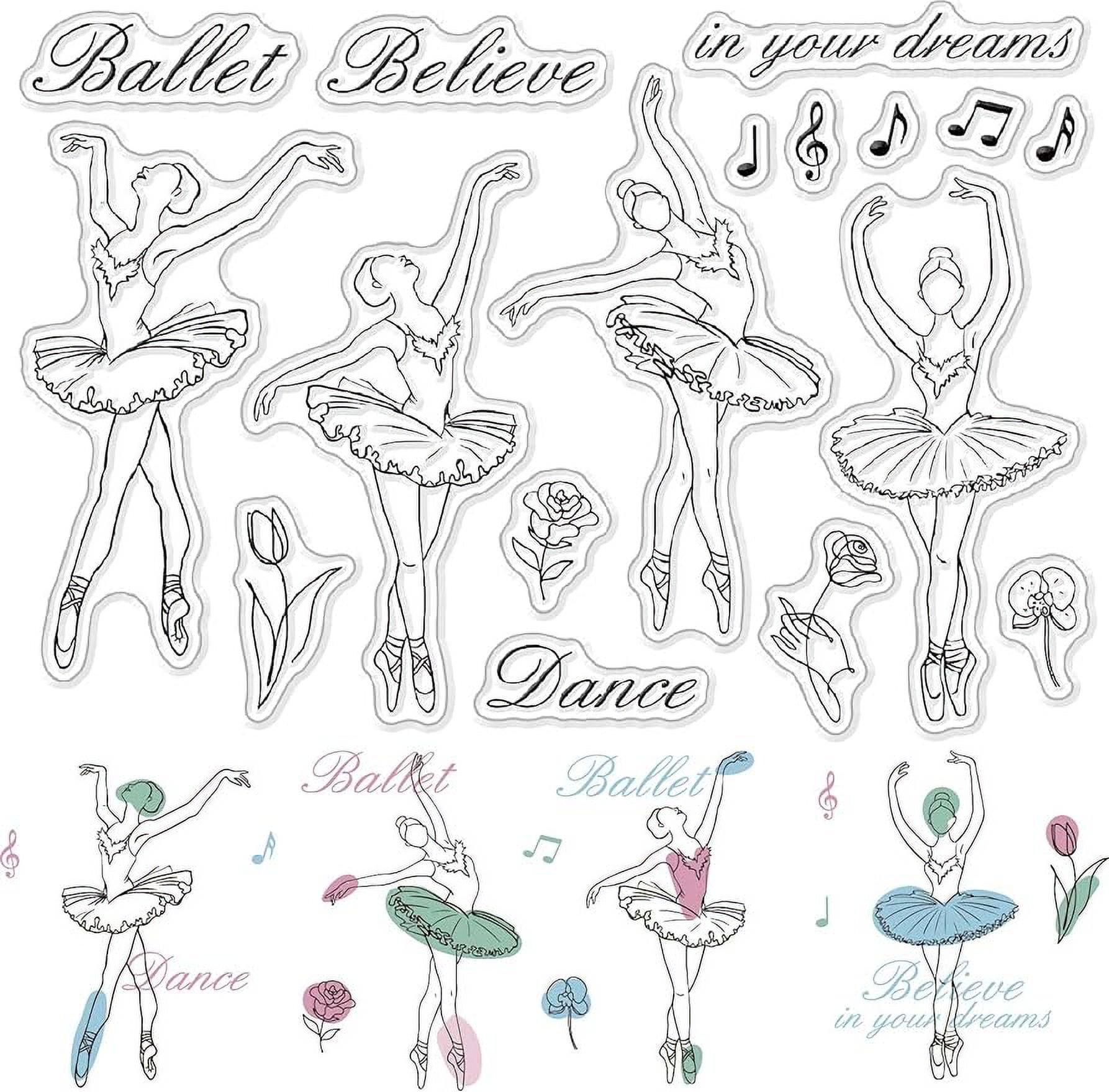 1Sheet Ballet Clear Stamps Ballet Rose Tulipdance Transparent Silicone ...