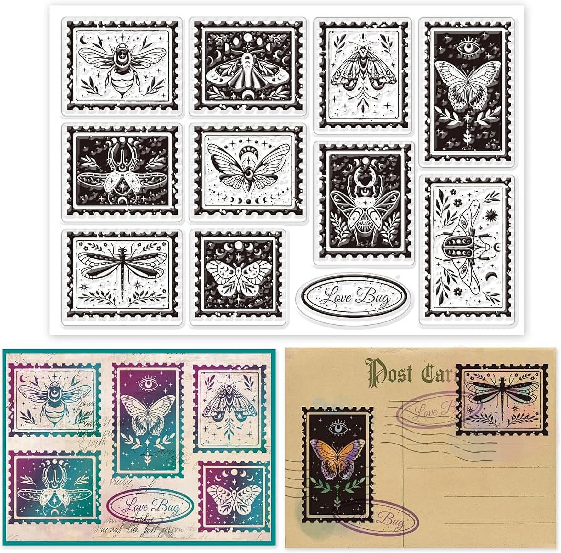 1Sheet Butterfly Bee Dragonfly Clear Stamp Animal Plant Silicone Clear ...