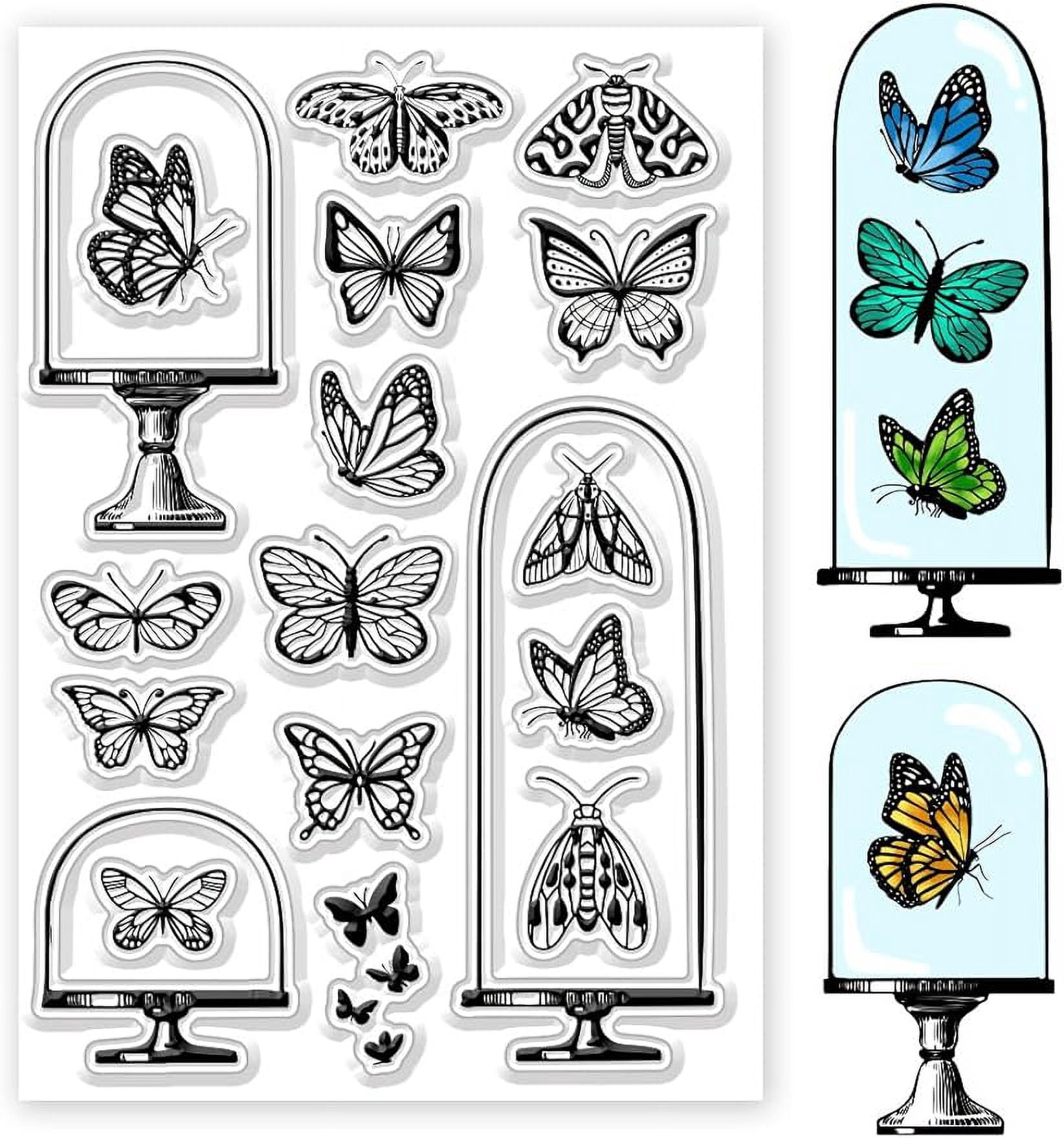 1Sheet Butterfly Specimen Silicone Clear Stamp Seals for Scrapbooking ...