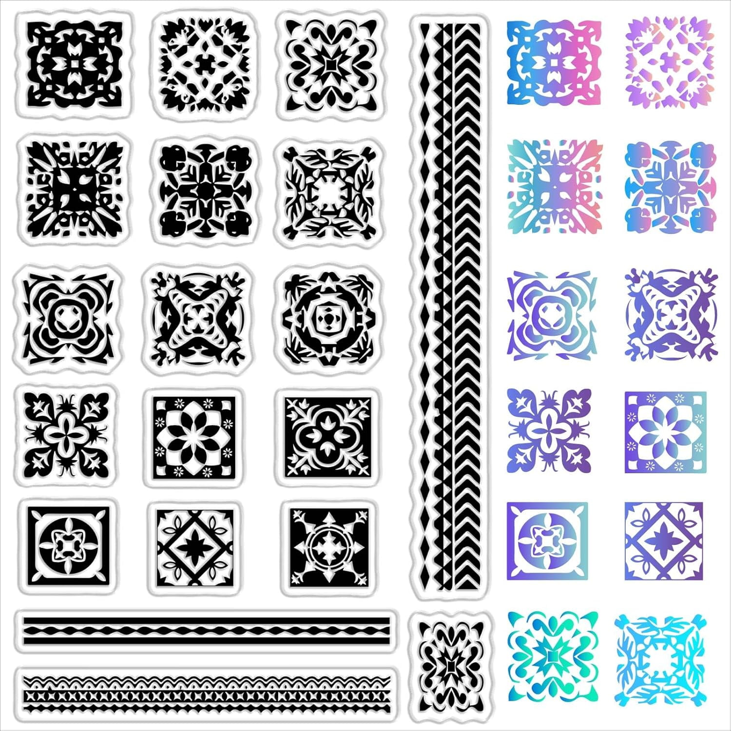 1Sheet Clear Stamps Pattern Background Silicone Stamps Transparent ...