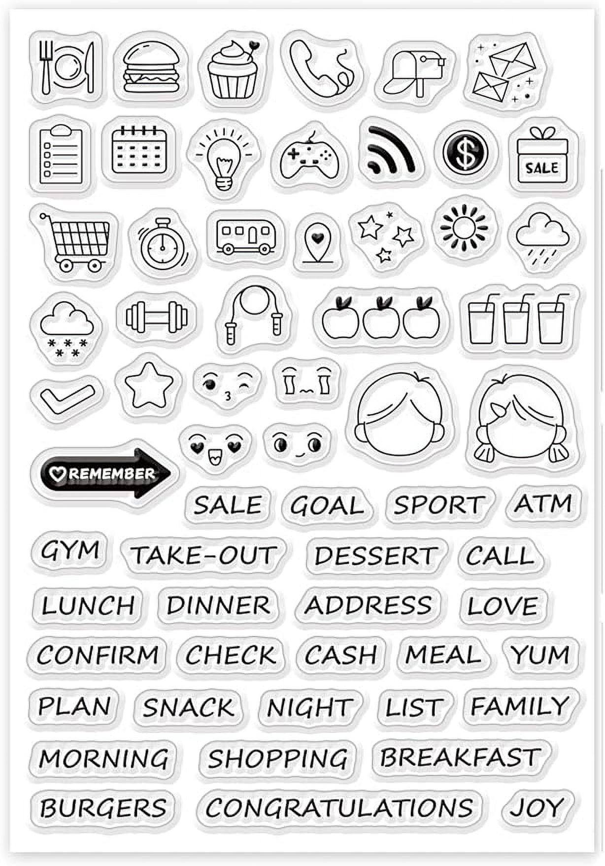 1Sheet Daily Icon Clear Stamps Scrapbook Sign Silicone Rubber Stamp ...