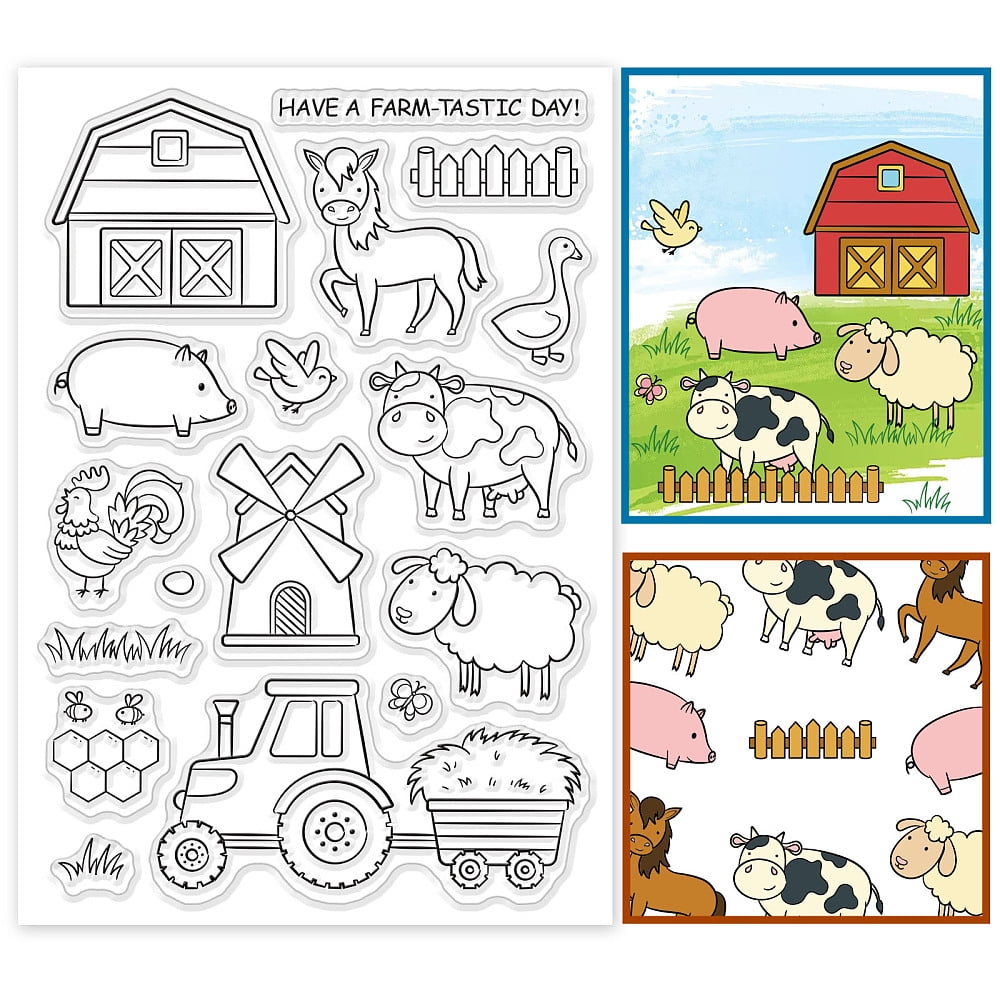 1Sheet Decorative Clear Stamps Plastic Stamps Farm Animal Silicone ...