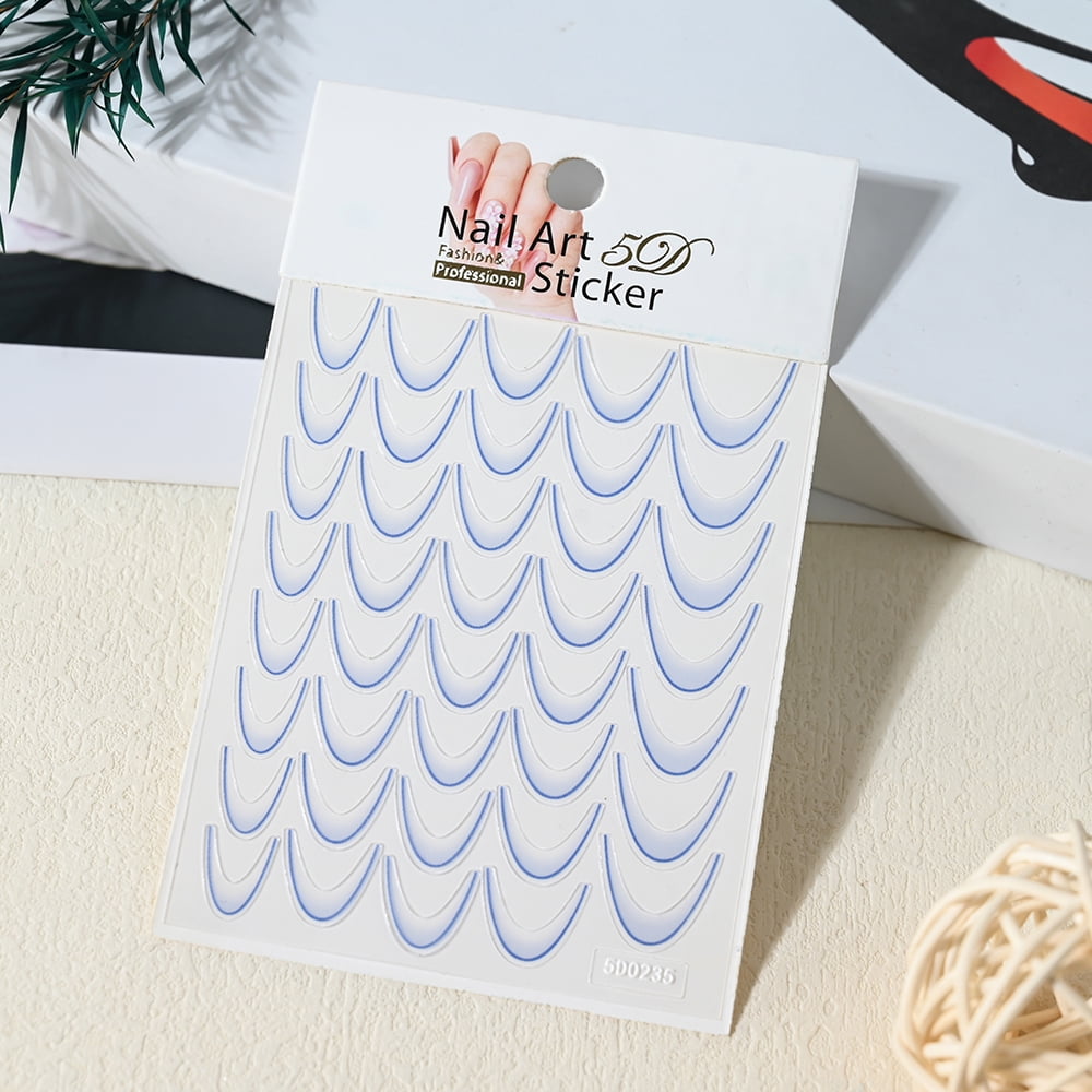1Sheet French Gradient Line Nail Art Stickers Bend Stripe Design Self ...