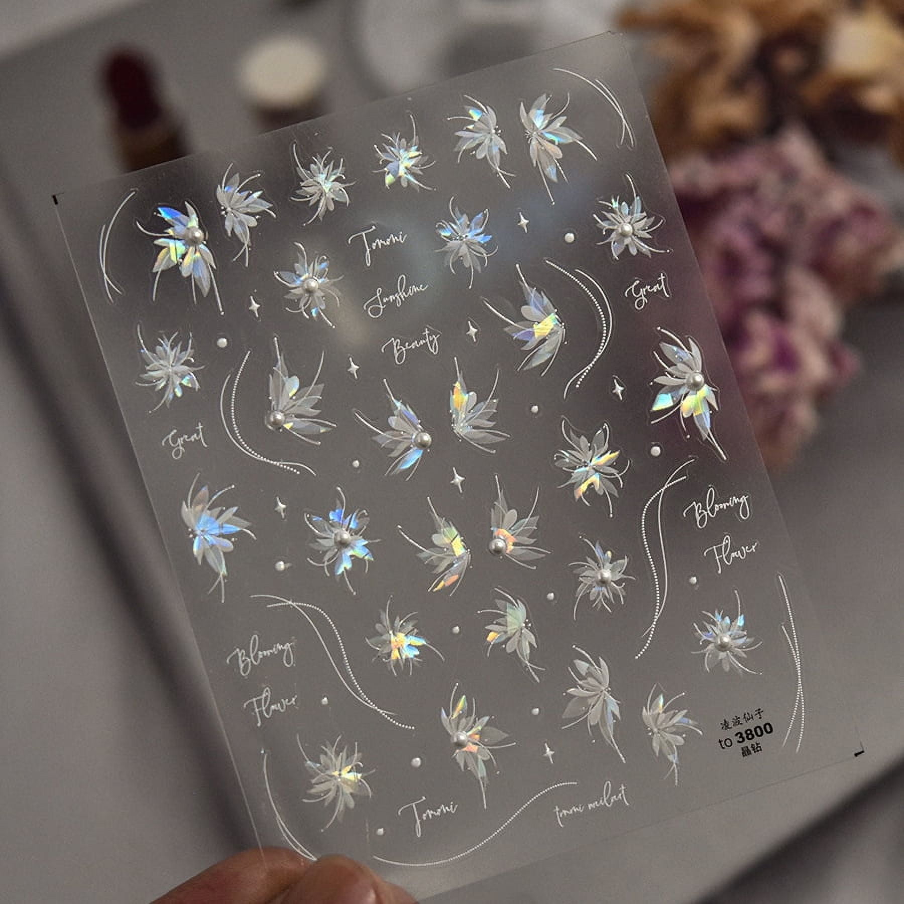 1Sheet Luxury Crystal diamond Nail Charms Stickers Lace Bow Self ...