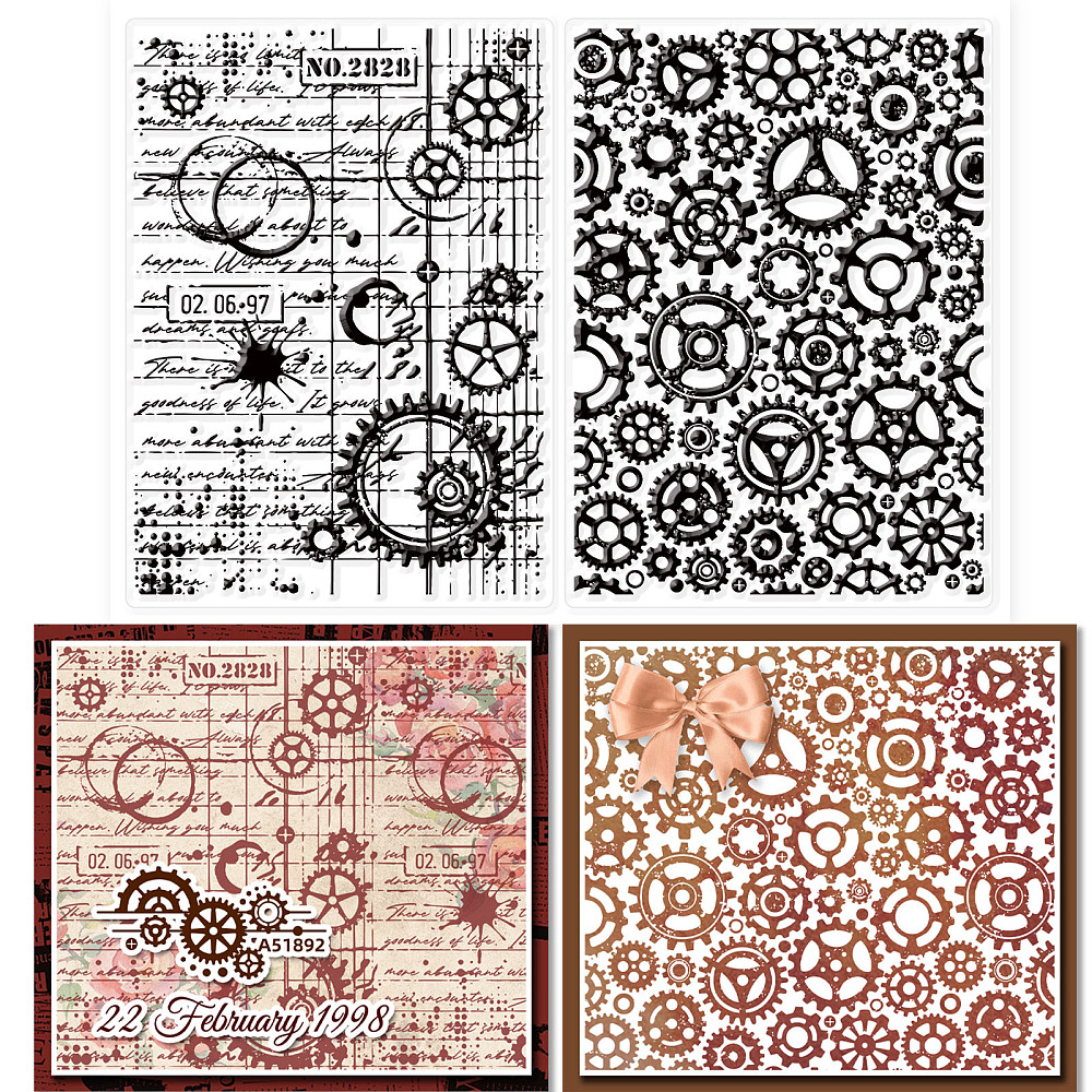 1Sheet Mechanical Gears Clear Stamp Steampunk Silicone Clear Stamps ...