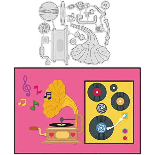 1Sheet Metal Gramophone Cut Dies Musical Notes and Phonograph Embossing ...