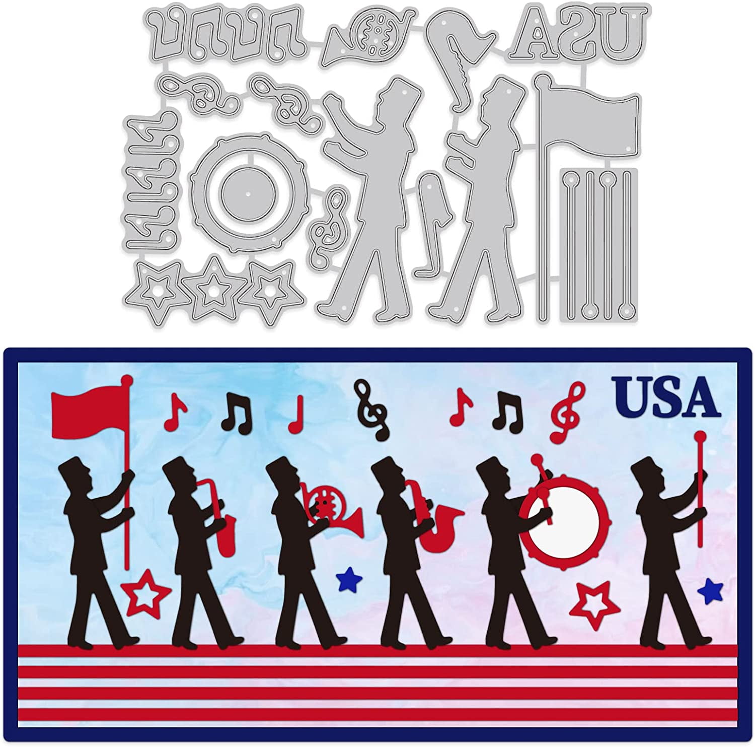 GLOBLELAND 1Sheet Metal Military Band Cut Dies Musical Instruments and ...