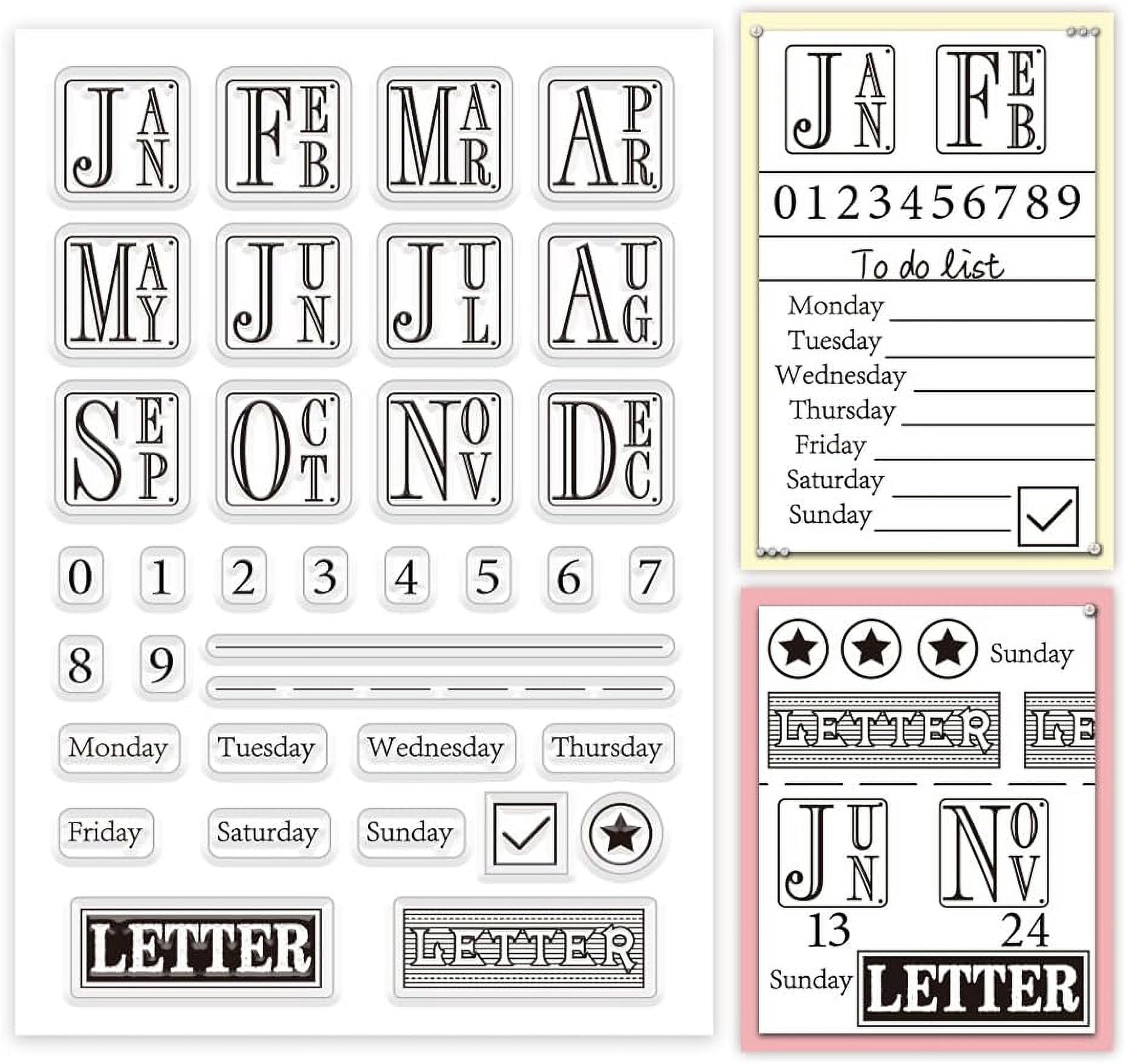 1Sheet Monthly Weekly Silicone Clear Stamps for DIY Scrapbooking Album ...