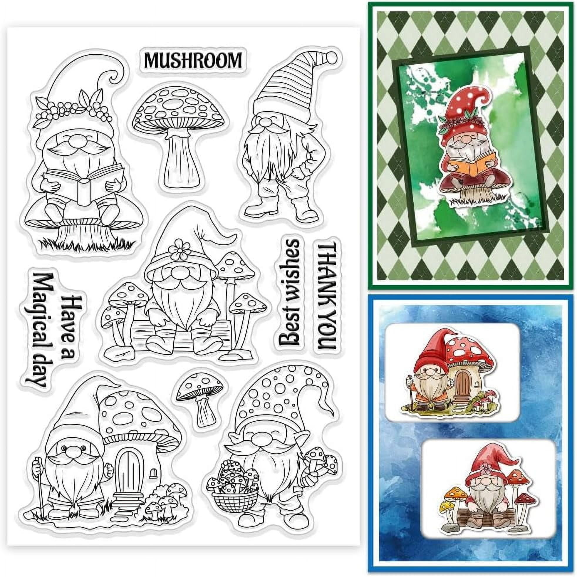 1Sheet Mushroom Gnome Clear Stamps Cartoon Dwarf Silicone Clear Stamp ...