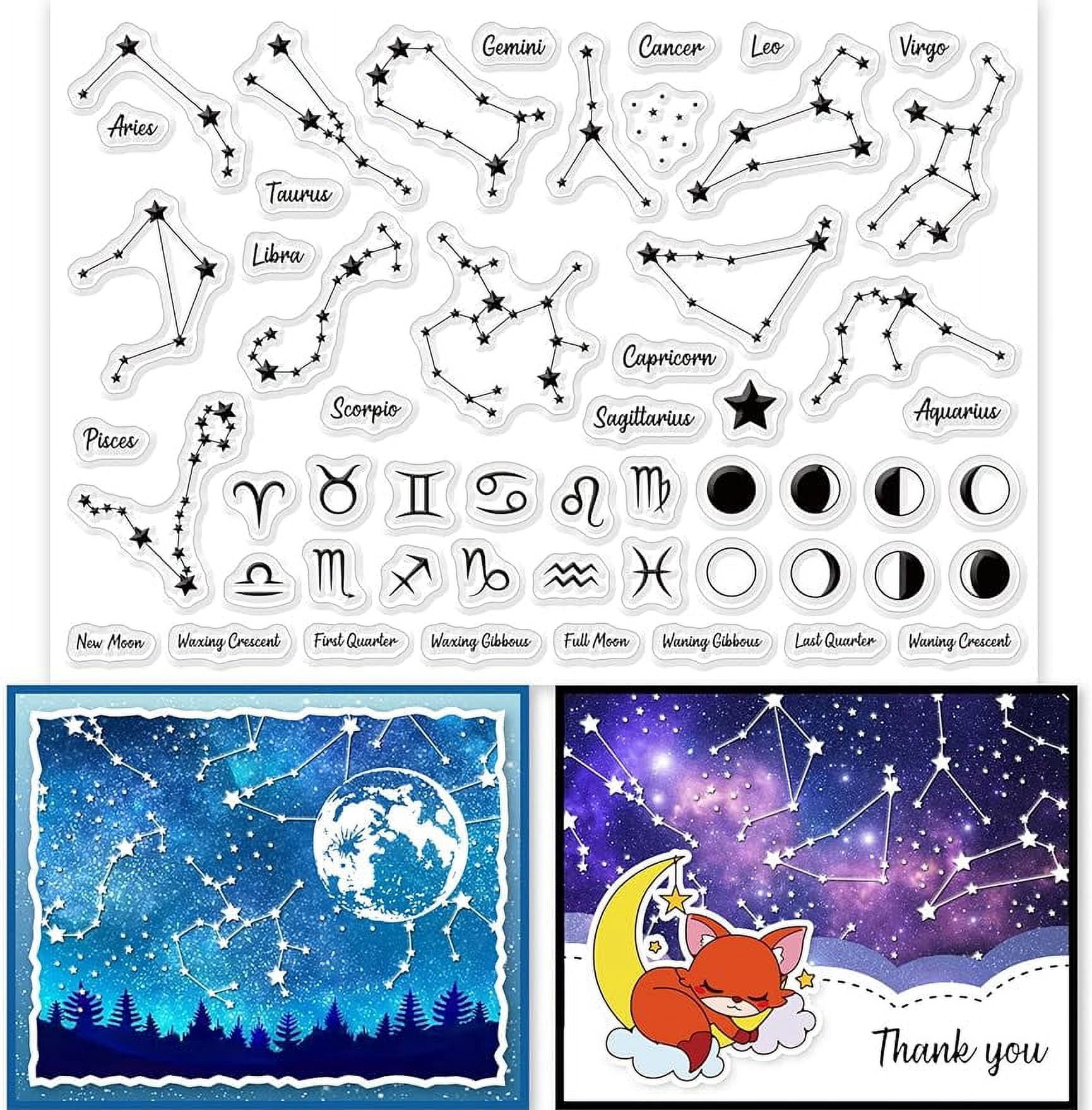 1Sheet PVC Plastic Silicone Clear Stamp Constellation Pattern Seal ...