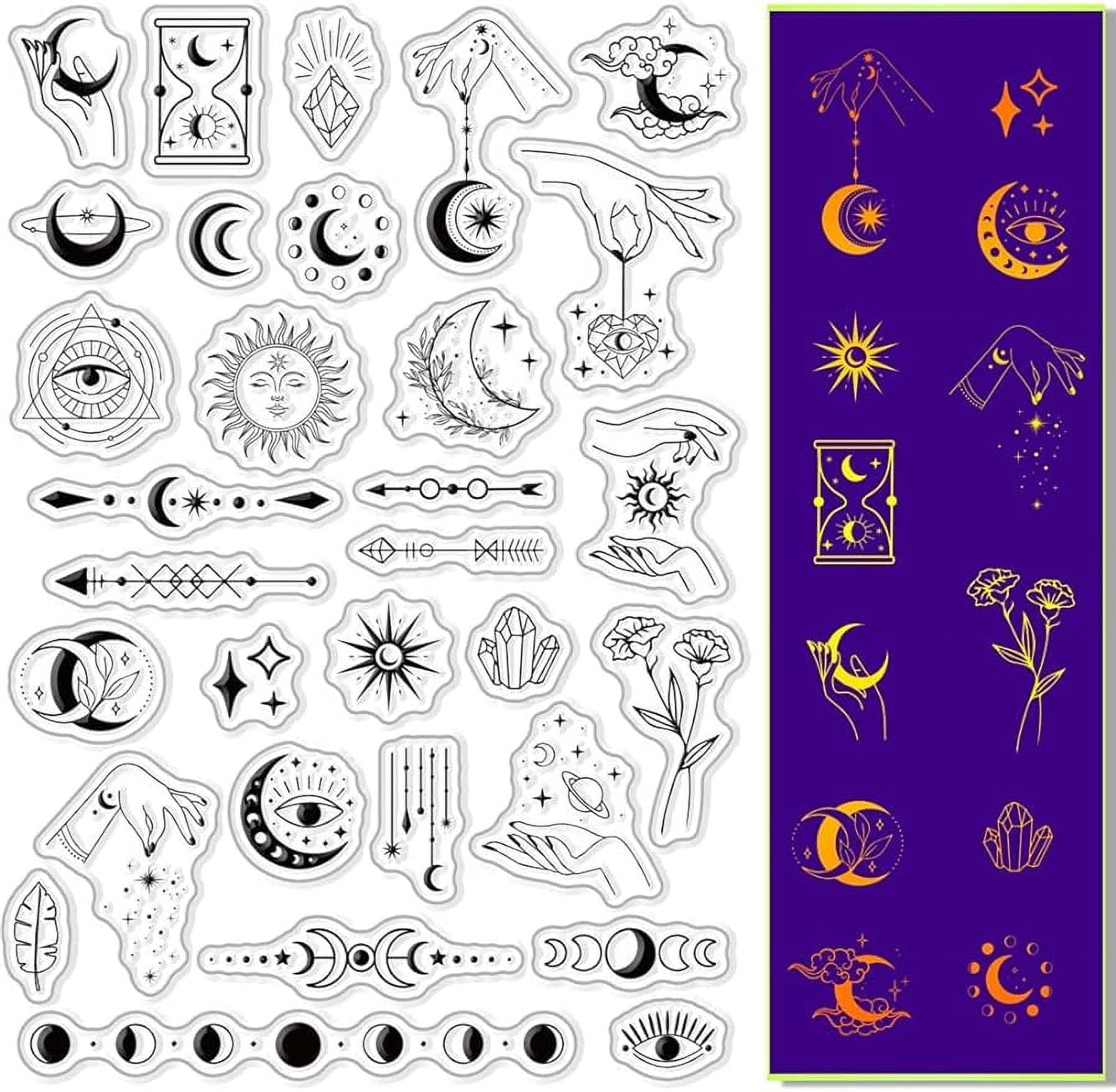 1Sheet PVC Plastic Silicone Clear Stamp Moon Phase Patterns 16x11x0.3cm ...