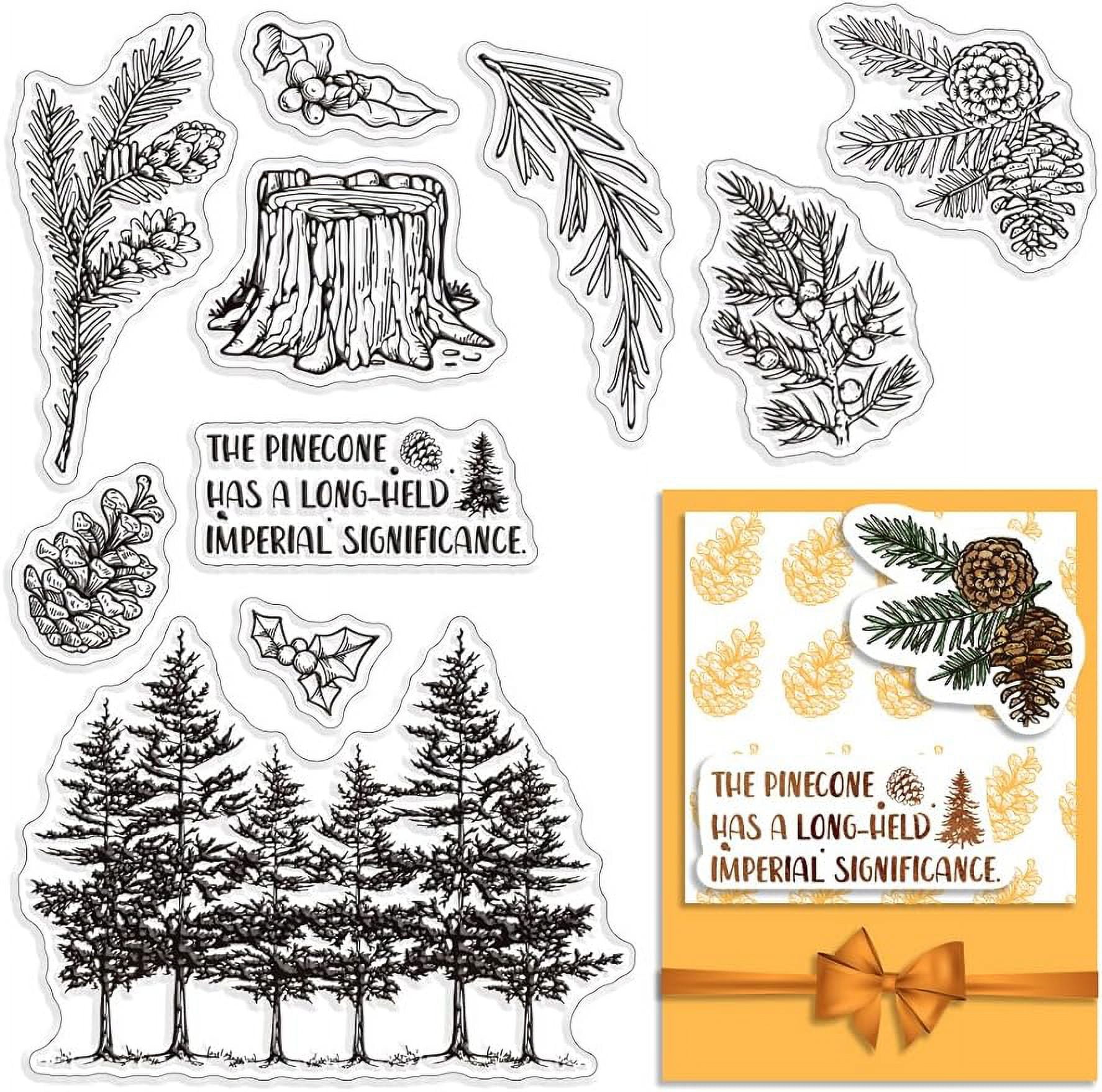 1Sheet Pine Tree Clear Rubber Stamps Pine Cones Pine Leaves Plant Word ...