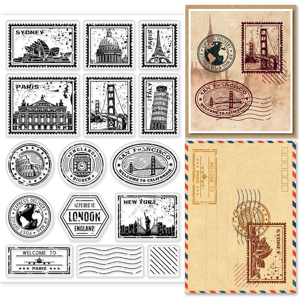 1Sheet Postage Clear Stamps for Card Making Postmark Clear Rubber ...