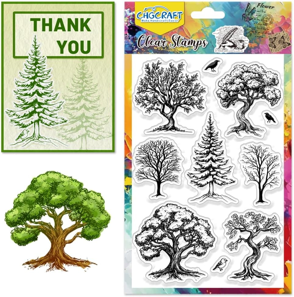 1Sheet Realistic Tree Clear Stamps Pine Tree Silicone Stamps for ...