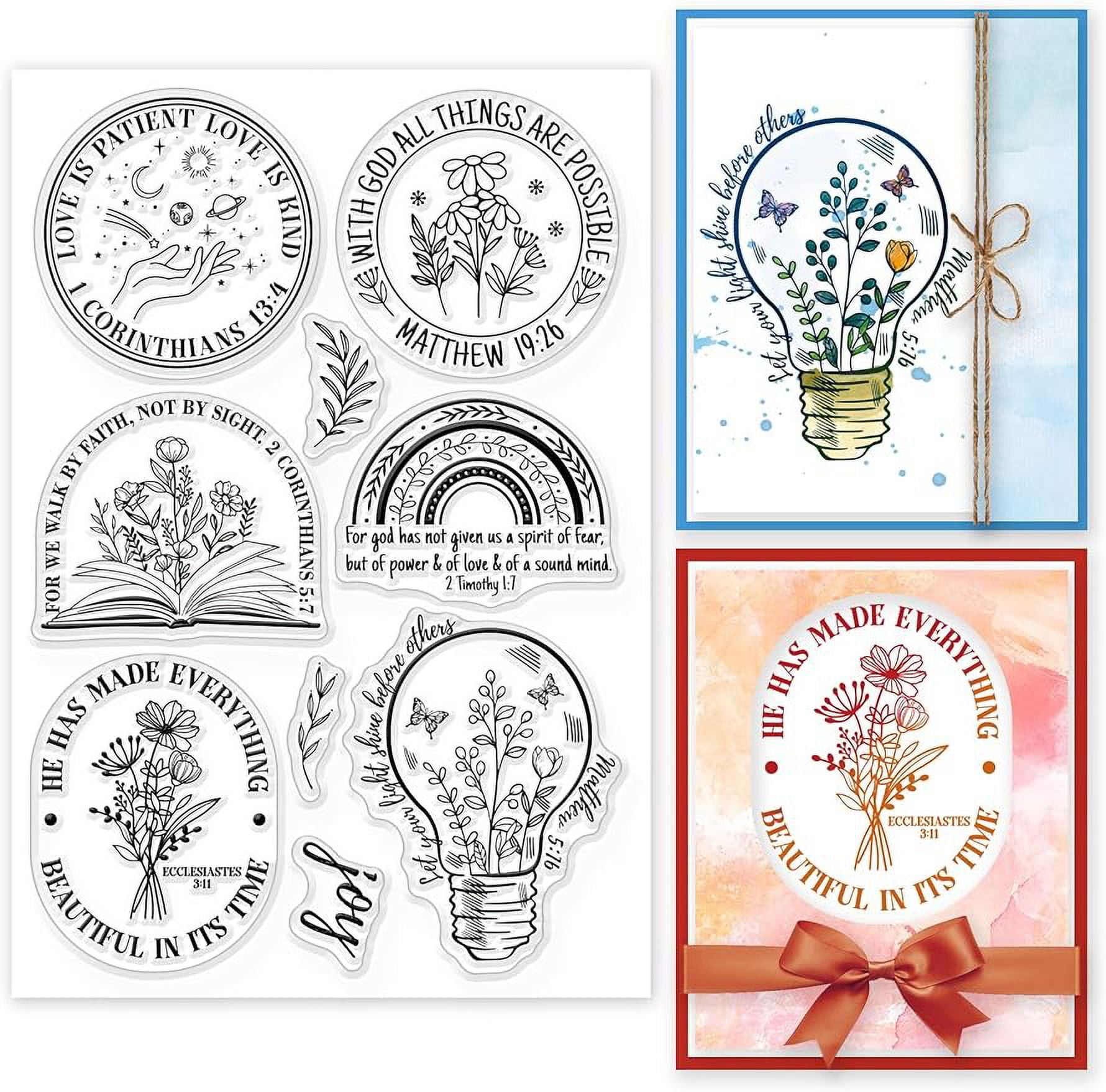 1Sheet Religion Bible Frame Silicone Clear Stamp Seals for Cards Making ...