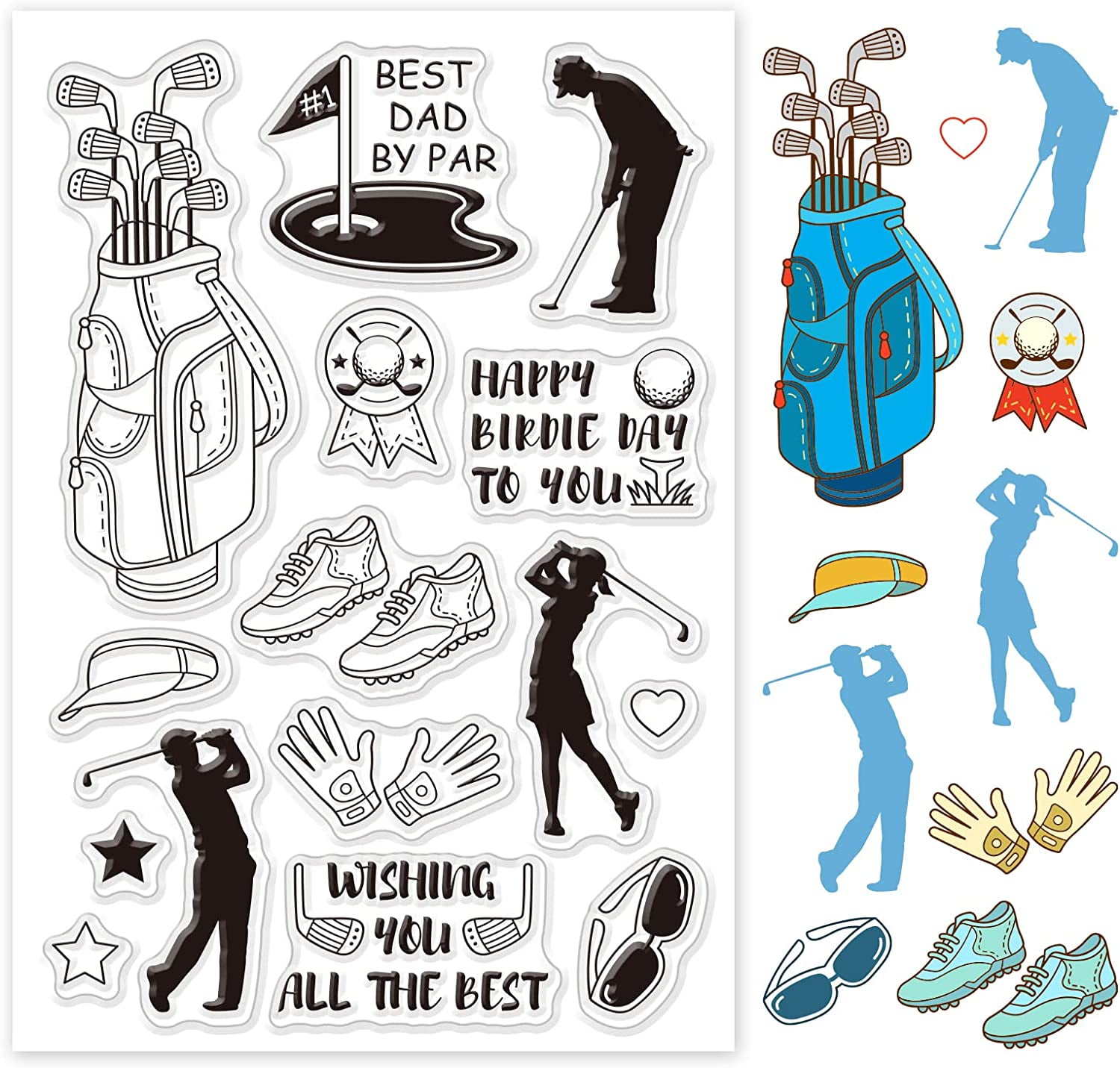 1Sheet Sports Theme Pattern Clear Stamps Golf/Shoes/Gloves/Hat ...