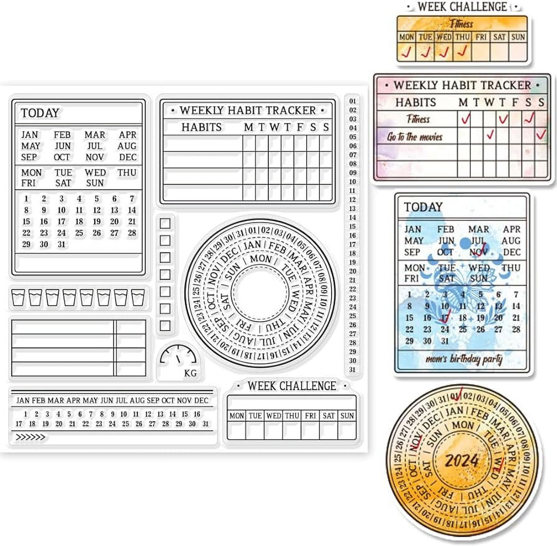 1Sheet Time Planning Table Clear Stamps for Cards Making Time Schedule ...
