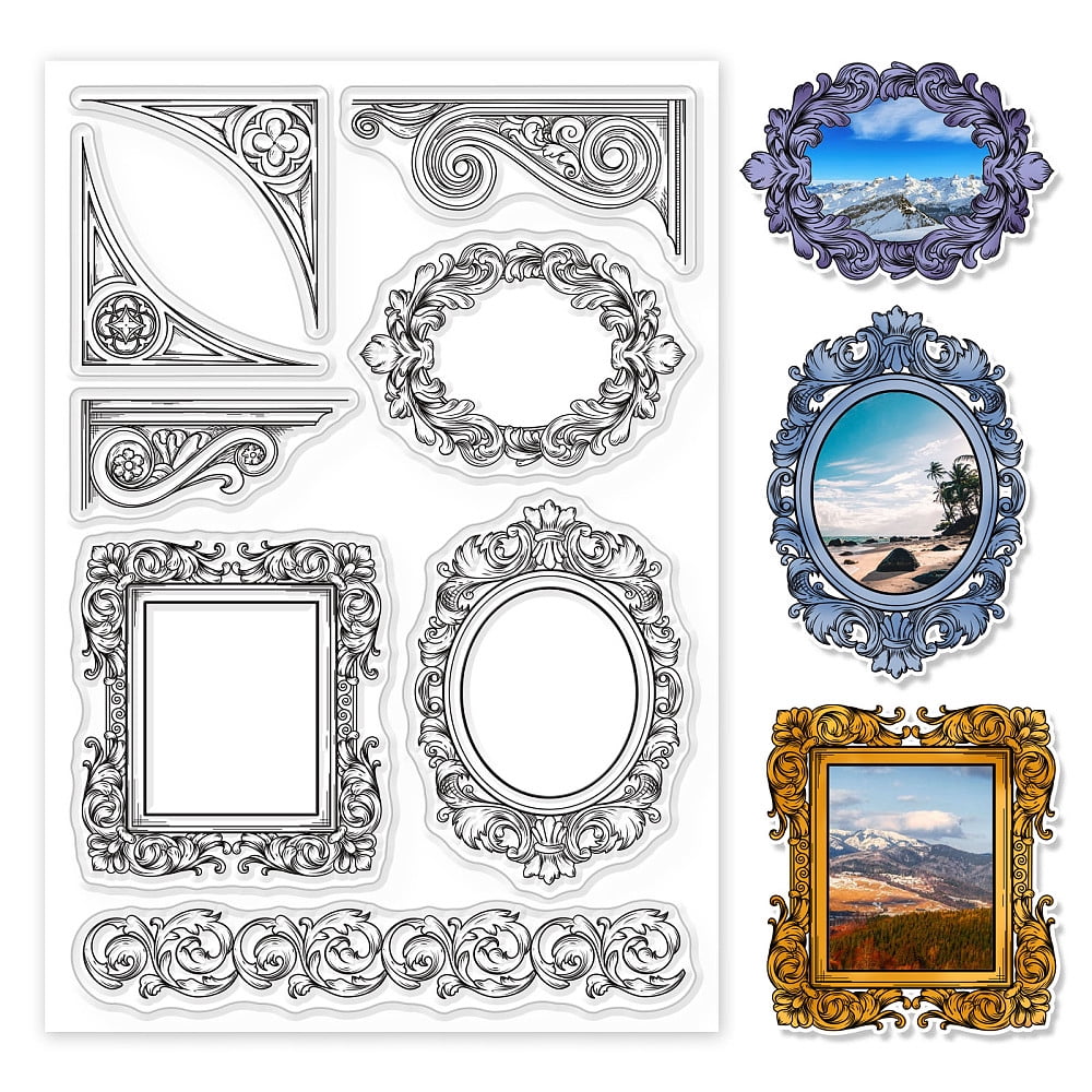 1Sheet Vintage Baroque Frame Clear Stamps European Style Border ...