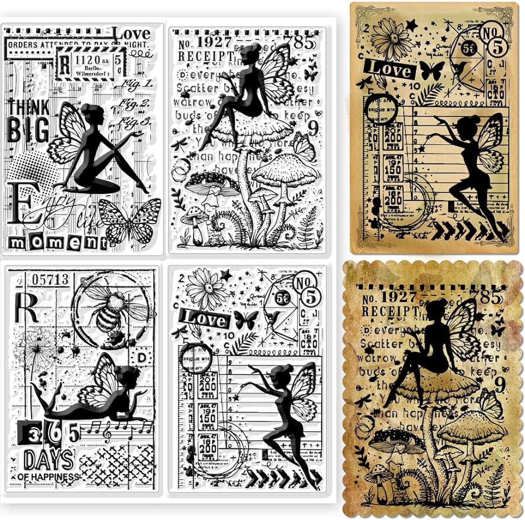 1Sheet Vintage Fairy Leaves Clear Stamps for Cards Making Retro Text ...