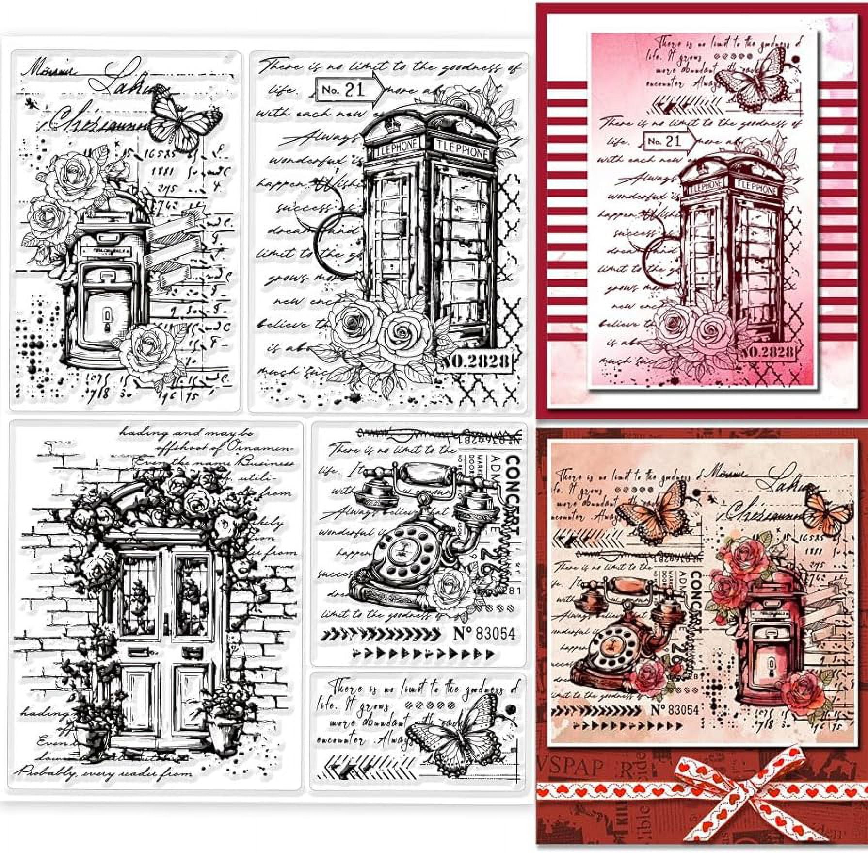 1Sheet Vintage Telephone Booths Silicone Clear Stamp Seals for DIY ...