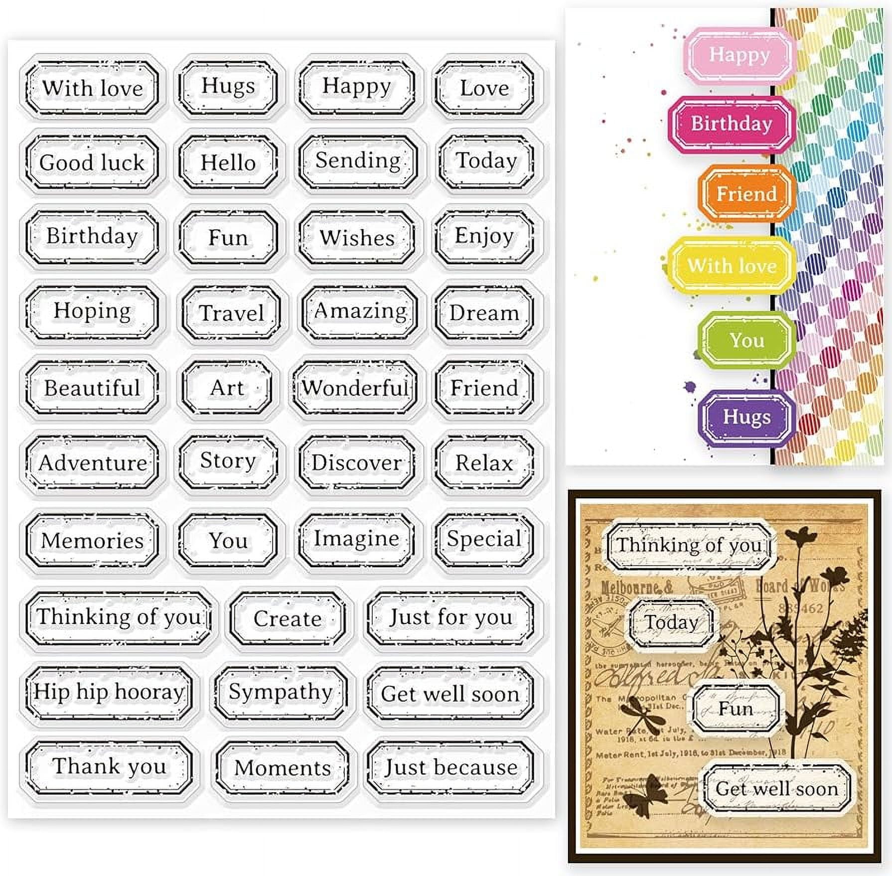 1Sheet Vintage Text Label Clear Stamps for DIY Scrapbooking 21x15cm ...