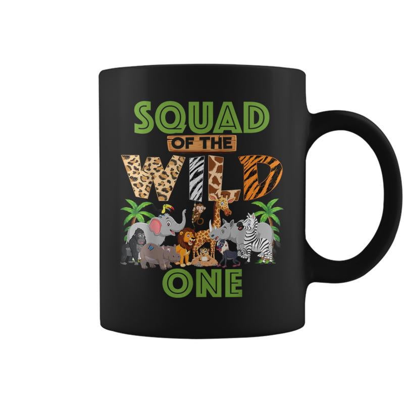 1St Birthday Zoo Safari Jungle Squad Of The Wild One BDay Coffee Mugs ...