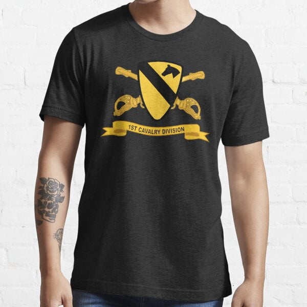 1St Cavalry Division Ssi Wo White Border W Br Ribbon Essential T-shirt ...