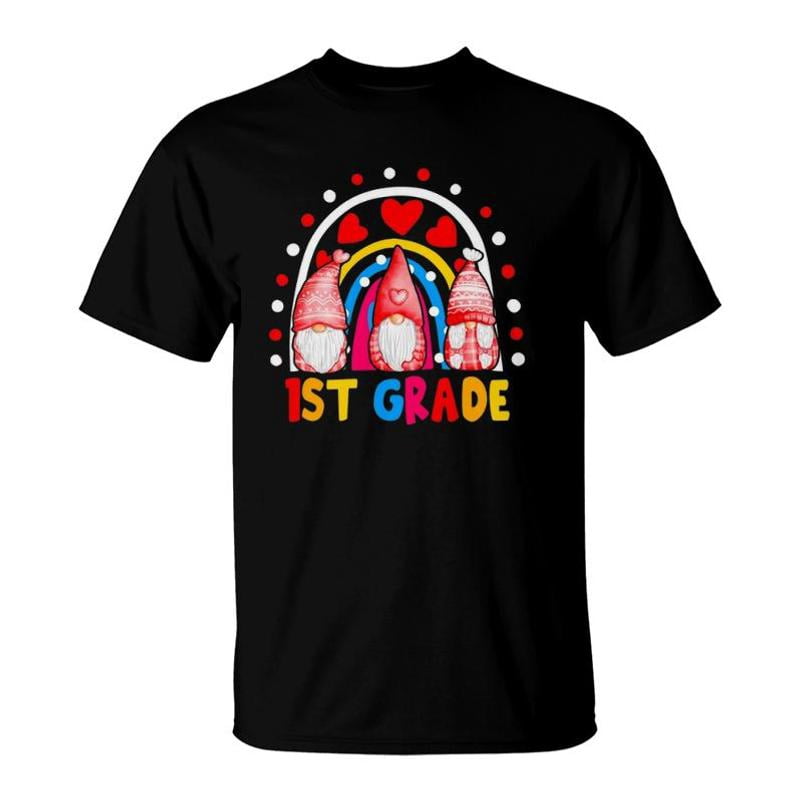 1St Grade Teacher Gnomes Rainbow Lover The First Day School TShirt ...