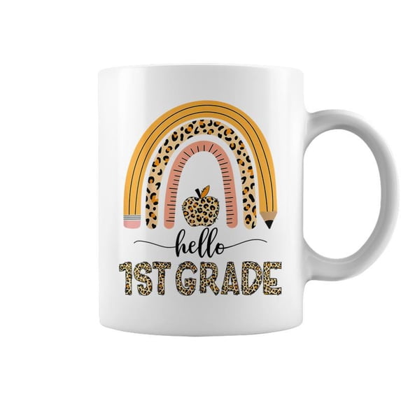 1St Grade Teacher Leopard Rainbow Girls Back To School Coffee Mugs ...