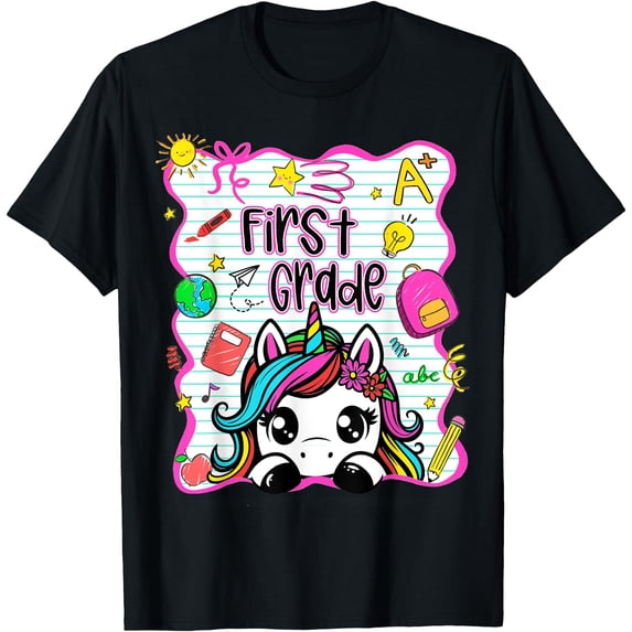 1St Grade Unicorn Back To School First Grade Team Girls T-Shirt ...