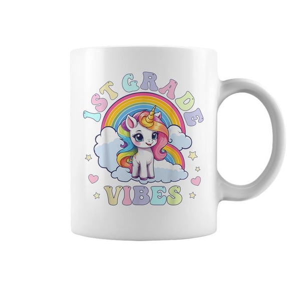 1St Grade Vibes Cute Back To School Unicorn First Grade Girl Coffee ...