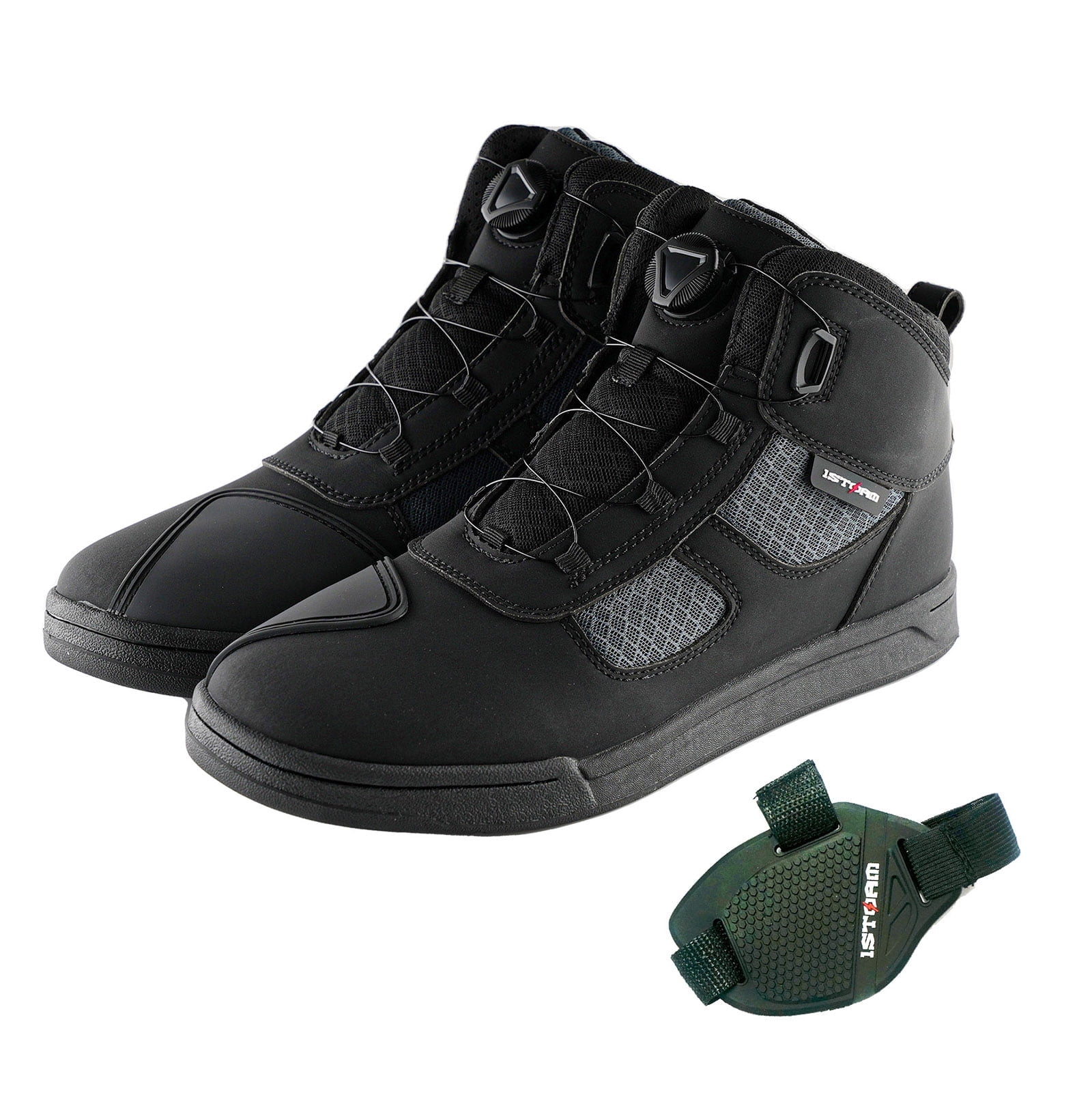 1Storm Men's Motorcycle Streetbike Casual Water-Proof Racing Boots HW-009 Black Gray US 12 ...