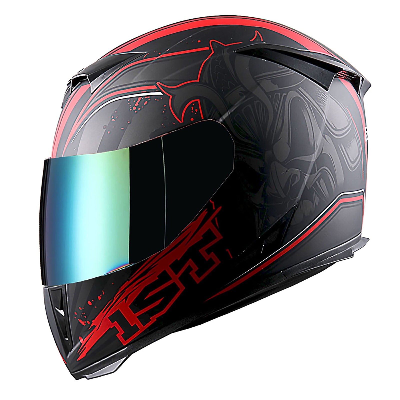 1Storm Motorcycle Full Face Helmet Street Bike Skull King HJK311 + One ...