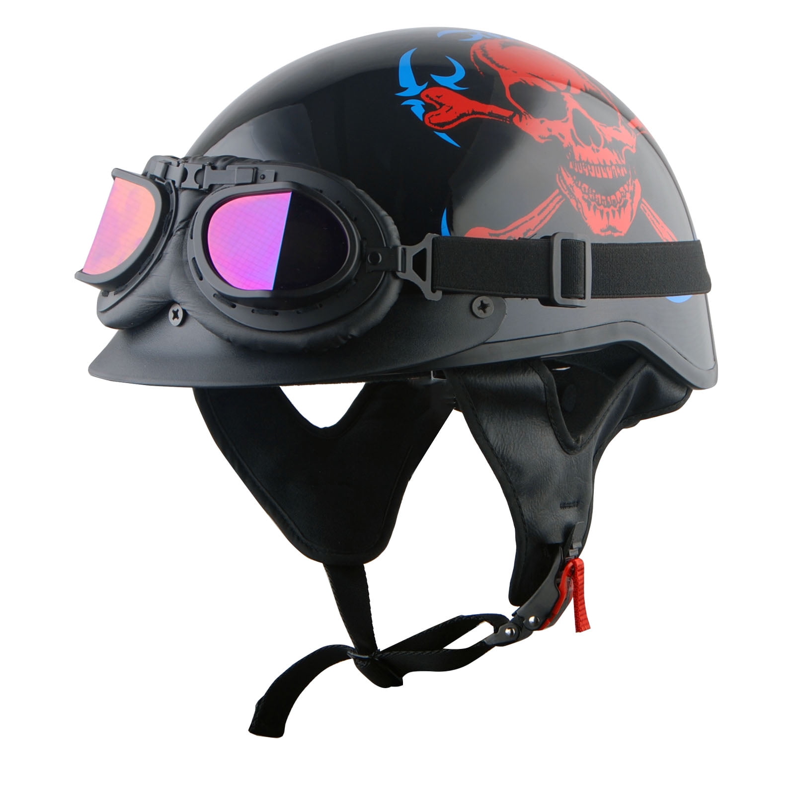 1Storm Motorcycle Half Face Helmet HKY205V Mopeds Scooter Pilot with ...